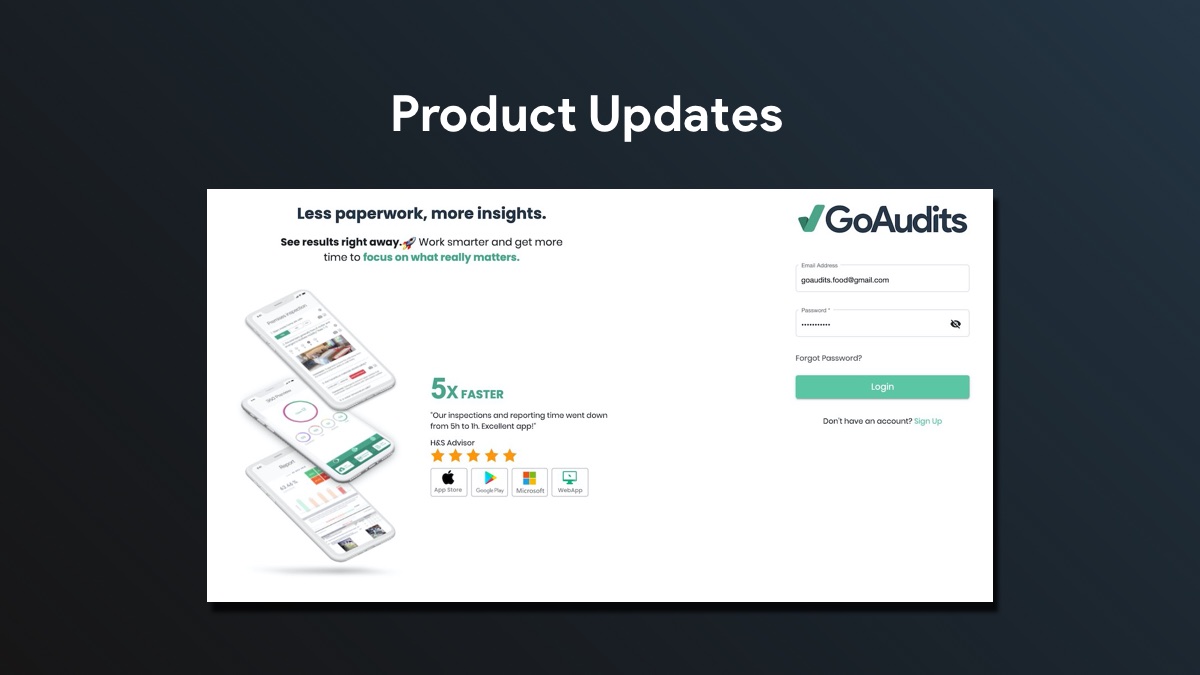 NEW - GoAudits Web App and new Admin portal